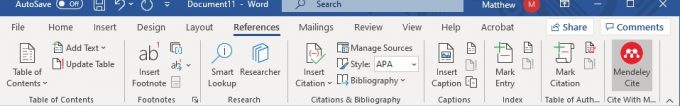 Mendeley Word Add in | Library