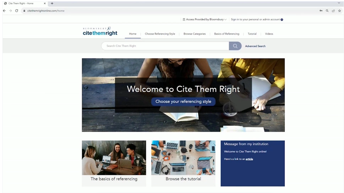 Your Digital Library; Cite your sources right, with Cite Them Right! | Library